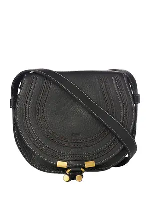 Chloé Marcie Small Leather Saddle Bag - Black