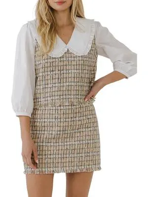 English Factory Tweed Vest And Blouse Combination - Beige