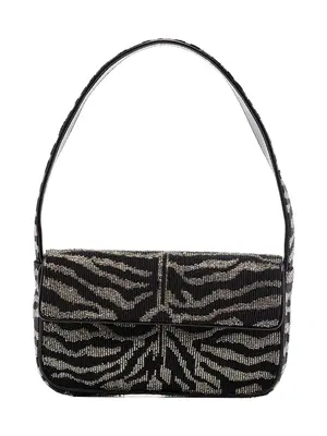 Staud Tommy Beaded Zebra Shoulder Bag - Black