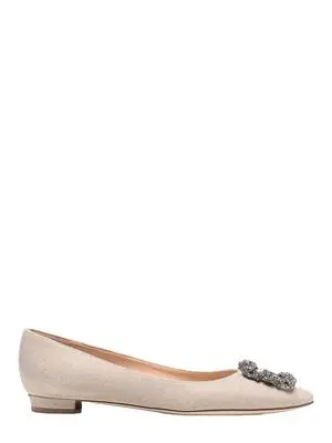 Manolo Blahnik Hangisi Ballerina Shoes - Neutrals