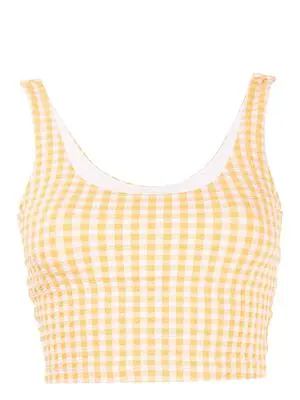 The Upside Gingham Crop Top - Orange