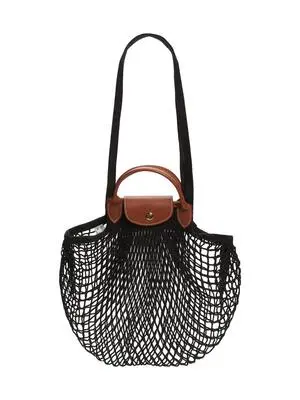 Longchamp Longchamp Le Pliage Filet Knit Shoulder Bag Black