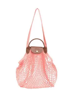 Longchamp Longchamp Le Pliage Filet Knit Shoulder Bag Blush