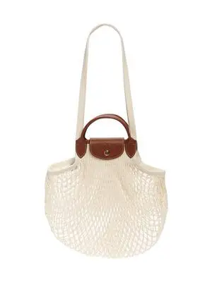 Longchamp Longchamp Le Pliage Filet Knit Shoulder Bag Ecru