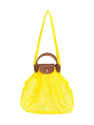 Longchamp Longchamp Le Pliage Filet Knit Shoulder Bag Lemon
