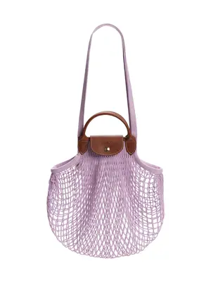 Longchamp Longchamp Le Pliage Filet Knit Shoulder Bag Lilac