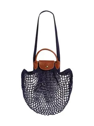 Longchamp Longchamp Le Pliage Filet Knit Shoulder Bag Navy