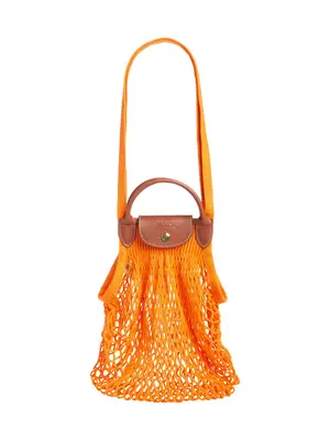 Longchamp Longchamp Le Pliage Filet Knit Shoulder Bag Orange