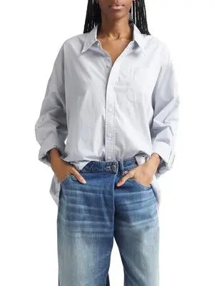 R13 R13 Oversized Oxford Shirt Blue/white