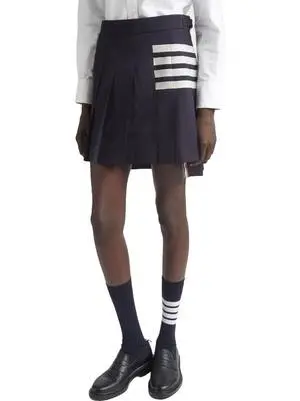 Thom Browne Thom Browne Drop Back Pleated Miniskirt Navy