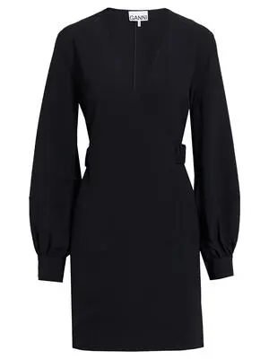 GANNI Crepe Mini Wrap Dress