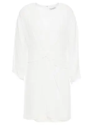 Halston Cape-effect Twist-front Mini Dress - White