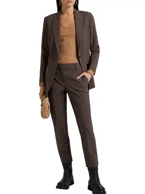 Theory Treeca 2 Cropped Wool-Blend Pants Brown