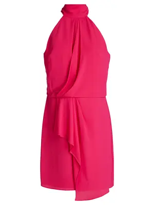 Halston Harlow Draped Mini Dress - Fuchsia