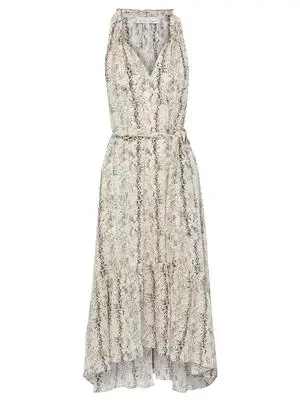 Heidi Klein Belted Snakeprint Silk Crepe De Chine Midi Dress - Animal Print