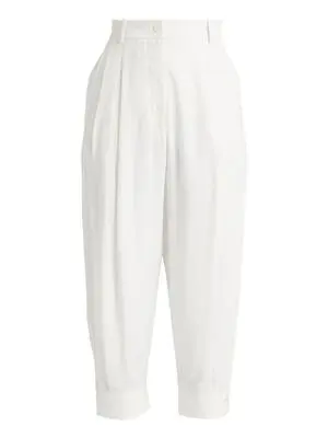 EMILIO PUCCI Cropped Pleated Crepe De Chine Tapered Trousers
