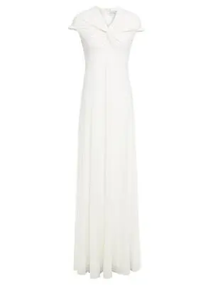 Halston Scarlet Twist-front Stretch-jersey Gown - Off-white