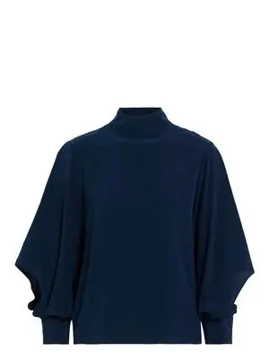 Iris & Ink Vivienne Organic Silk Crepe Blouse - Navy
