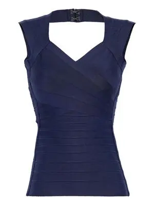 Herve Leger Cutout Bandage Top - Midnight Blue
