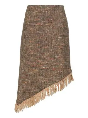 GANNI Asymmetric Fringed Donegal Wool-blend Tweed Skirt - Light Brown