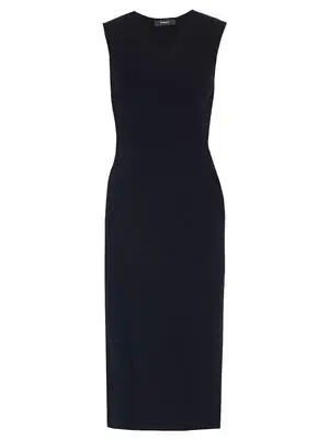 Theory Ribbed Merino Wool-blend Midi Dress - Black