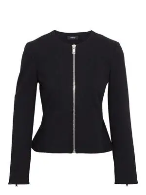 Theory Ribbed Cotton-blend Peplum Jacket - Black