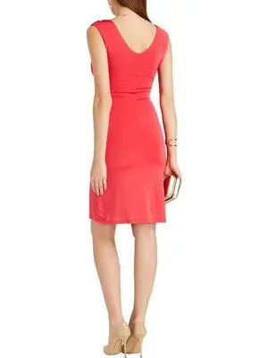 Roberto Cavalli Ruched Embellished Stretch-jersey Dress - Coral