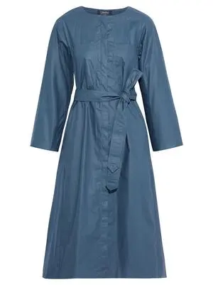 Max Mara Katai Belted Cotton-broadcloth Midi Dress - Slate Blue