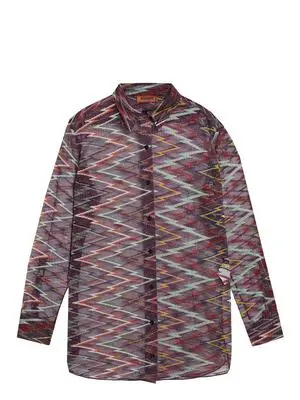 Missoni Metallic Crochet-knit Shirt - Purple