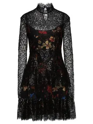 Etro Paneled Metallic Corded Lace Dress - Black