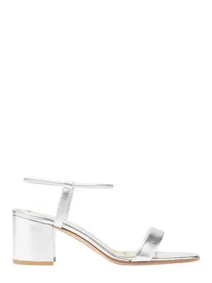 GIANVITO ROSSI Nikki 60 Metallic Leather Sandals - Silver