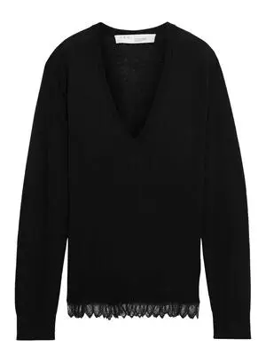 IRO PARIS Sophya Lace-Trimmed Cashmere Sweater