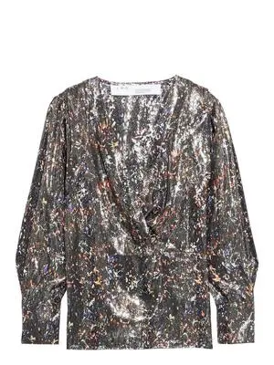 IRO PARIS Milana Printed Lamé Silk-blend Blouse - Gunmetal