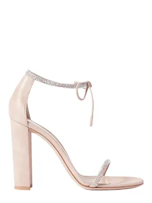 GIANVITO ROSSI 105 Crystal-embellished Suede Sandals - Blush
