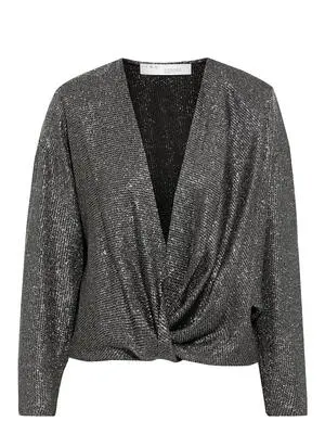 IRO PARIS Banjo Wrap-effect Metallic Silk-blend Blouse - Silver