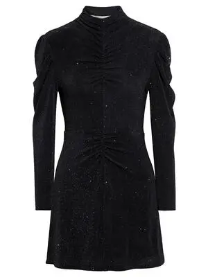 IRO PARIS Hasti Ruched Metallic Stretch-knit Mini Dress - Black