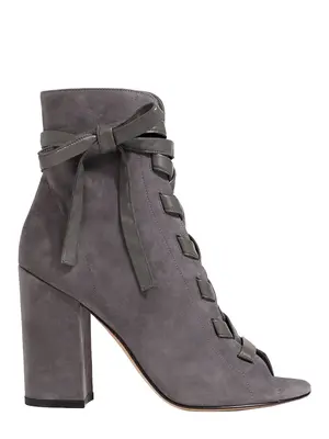GIANVITO ROSSI Suede Leather Trimmed Ankle Boots - Gray