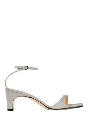 SERGIO ROSSI Glittered Leather Sandals - Silver