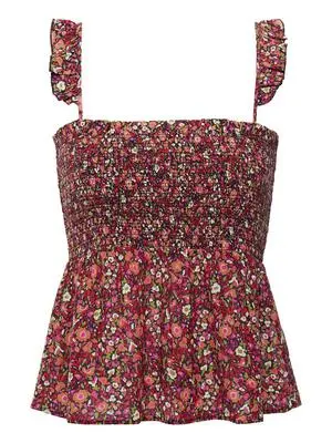 Ba&sh Sweety Shirred Floralprint Crepe Top - Multicolor