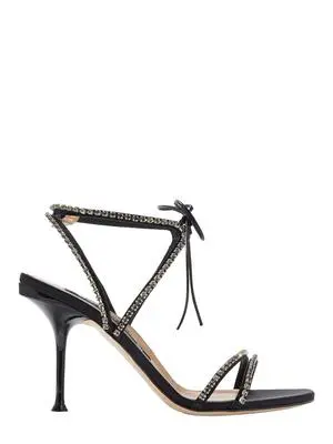 SERGIO ROSSI Sr Milano Crystal-embellished Satin Sandals - Black