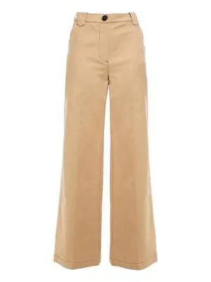 Ba&sh Stretch-cotton Wide-leg Trousers - Beige