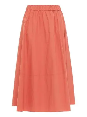 BA&SH Ba&sh Gathered Cotton Poplin Midi Skirt