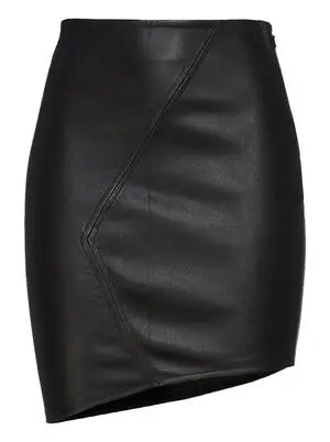 Ba&sh Asymmetric Leather Mini Skirt - Black
