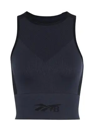 Reebok X Victoria Beckham Two-tone Stretch-jacquard Cropped Tank - Dark Gray