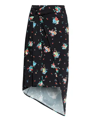 Rabanne Wrap-effect Floral-print Midi Skirt - Black