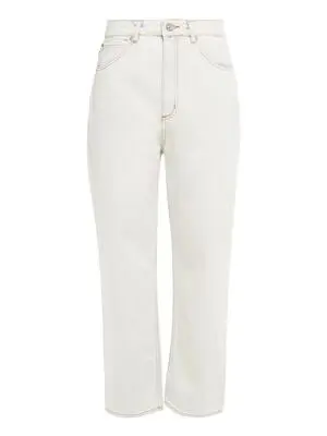 Sandro Bleached Zebra Print High-rise Straight-leg Jeans - Ivory