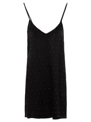 Amiri Embellished Stretch-silk Satin Mini Slip Dress - Black