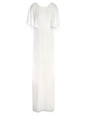 Halston Cape-effect Draped Crepe Gown - White