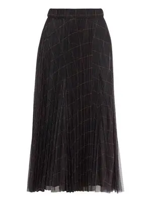 BRUNELLO CUCINELLI Brunello Cucinelli Checked Plissé Tulle Midi Skirt