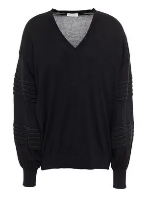 Brunello Cucinelli Embellished Cotton Sweater - Black